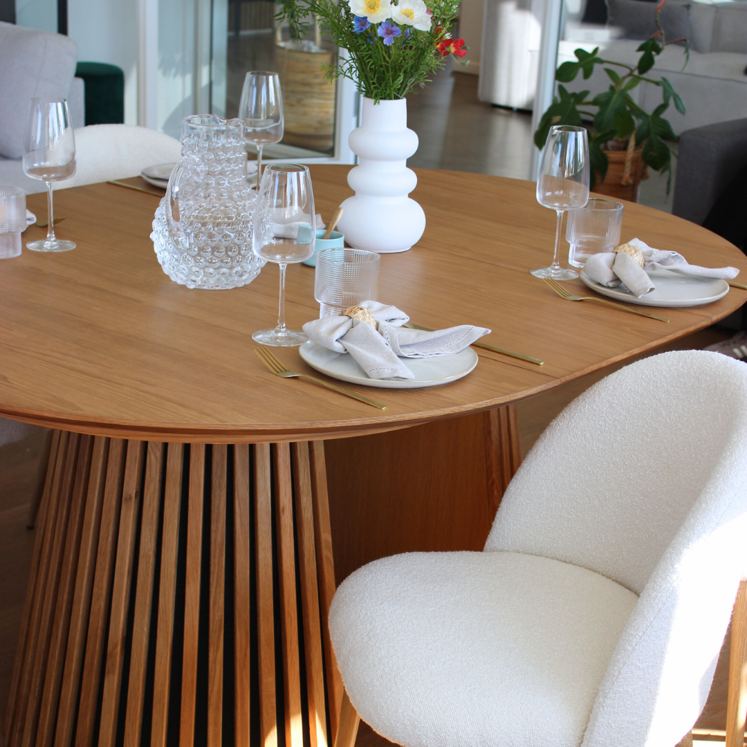 Lewis - Lamel ronde eettafel in eikenfineer met uittrekbaar blad 120/1 ...