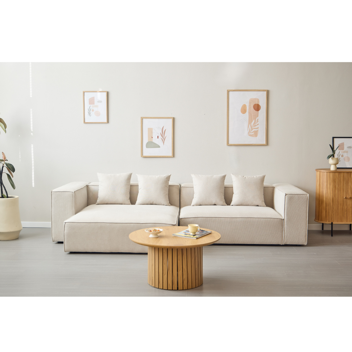 Hailey - Modulaire bank in beige met 2 modules L: 294 X D: 148 X H: 65 ...