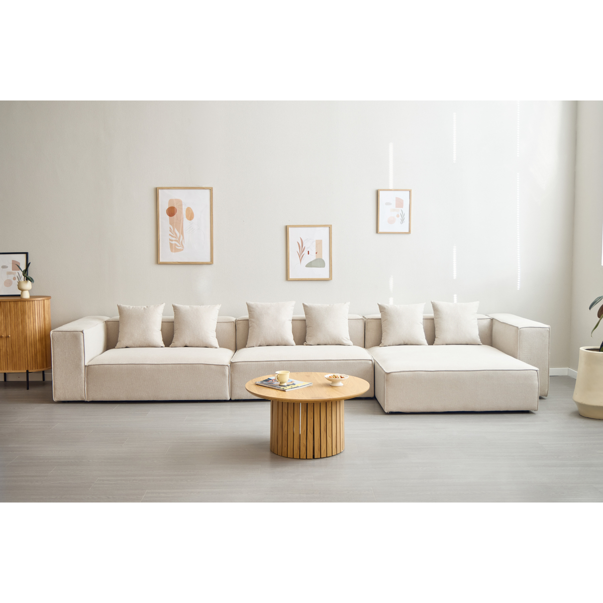 Hailey - Modulaire bank in beige met 3 modules L: 415 X D: 148 X H: 65 ...