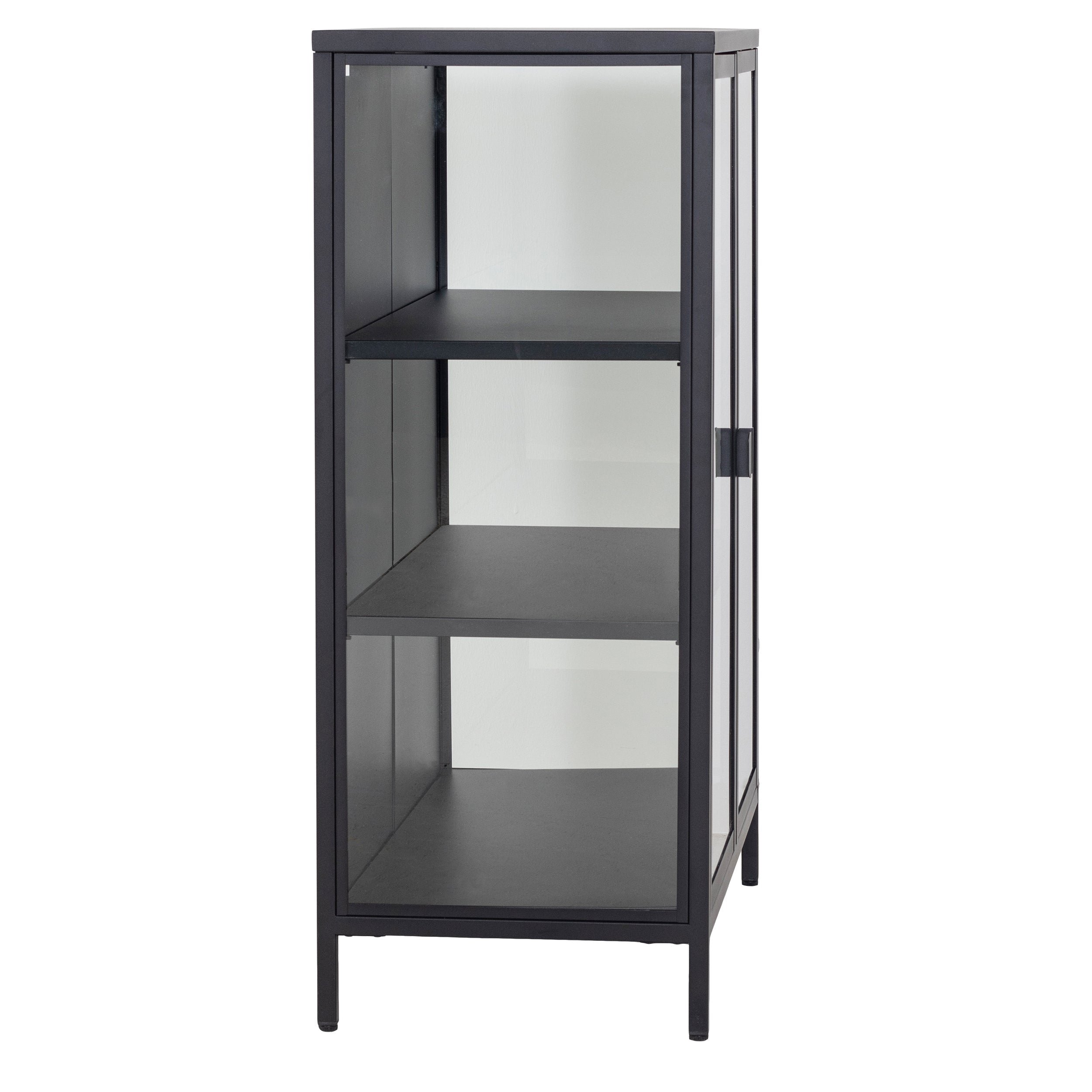 Herman glazen drankkast/vitrinekast - Zwart metaal 80x40x105cm– Nimara.nl