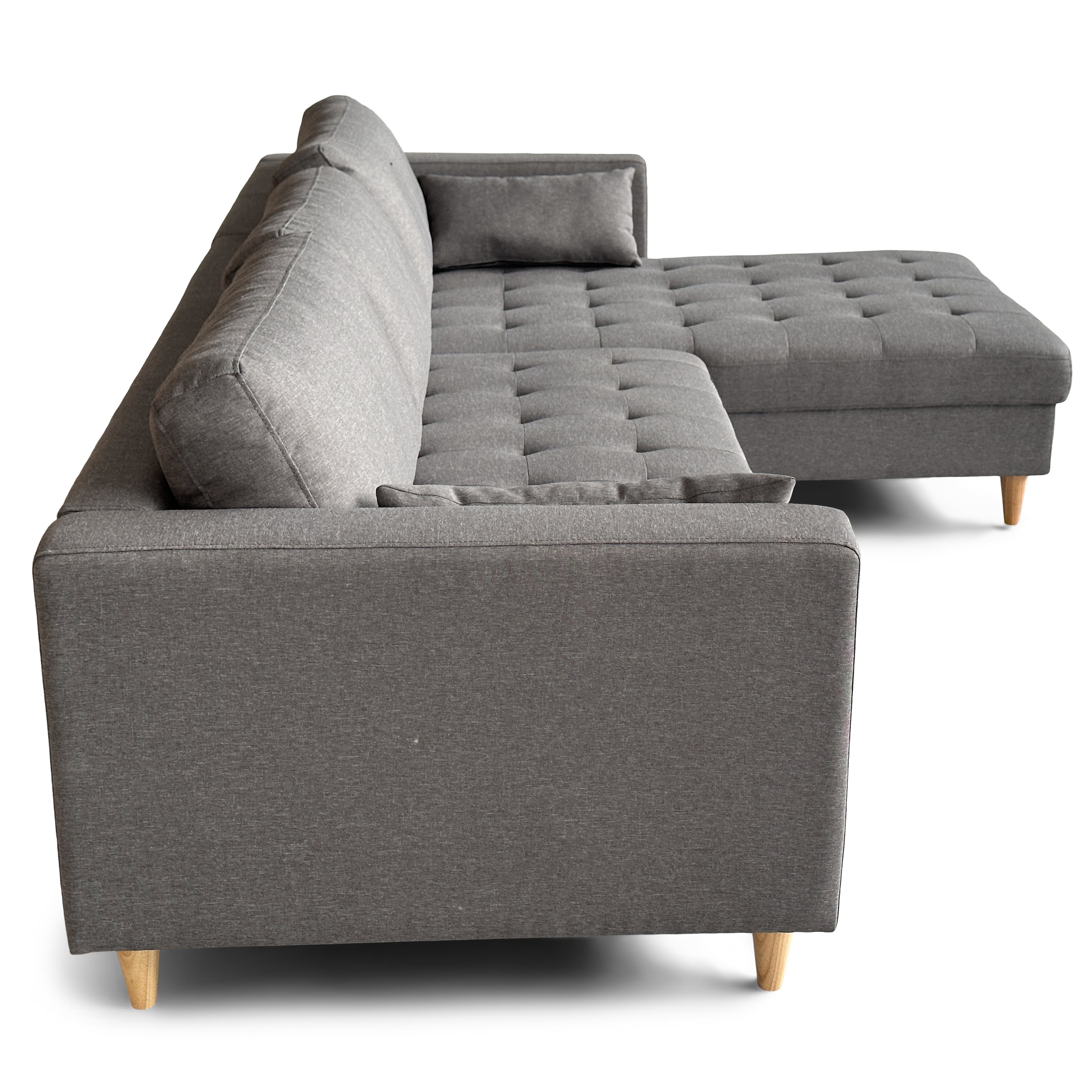 Brandy - Rechts- en linksomkeerbare chaise longue bank in grijs - L: 2 ...